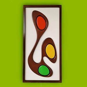 MCM Wall Art Panel, Wood Wall Sculpture Inspired by Mid Century Modern ...