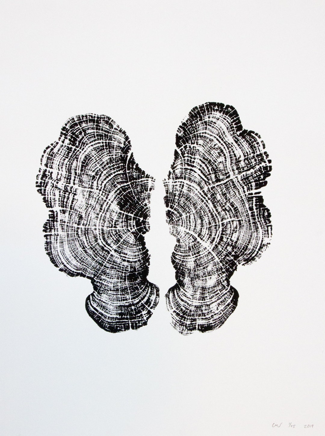 Butterfly Effect End Grain Print, Wood Grain Print, Tree Ring Print ...