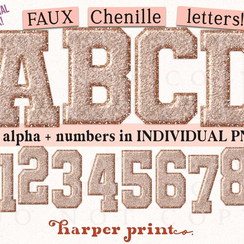 Faux Chenille Alphabet PNG Varsity Letters Sublimation - Etsy