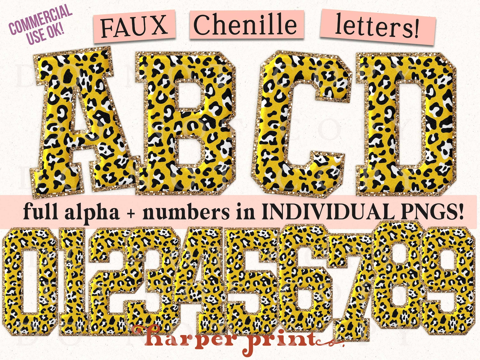 Leopard Alphabet PNG Varsity Letters, Sublimation Designs Downloads ...