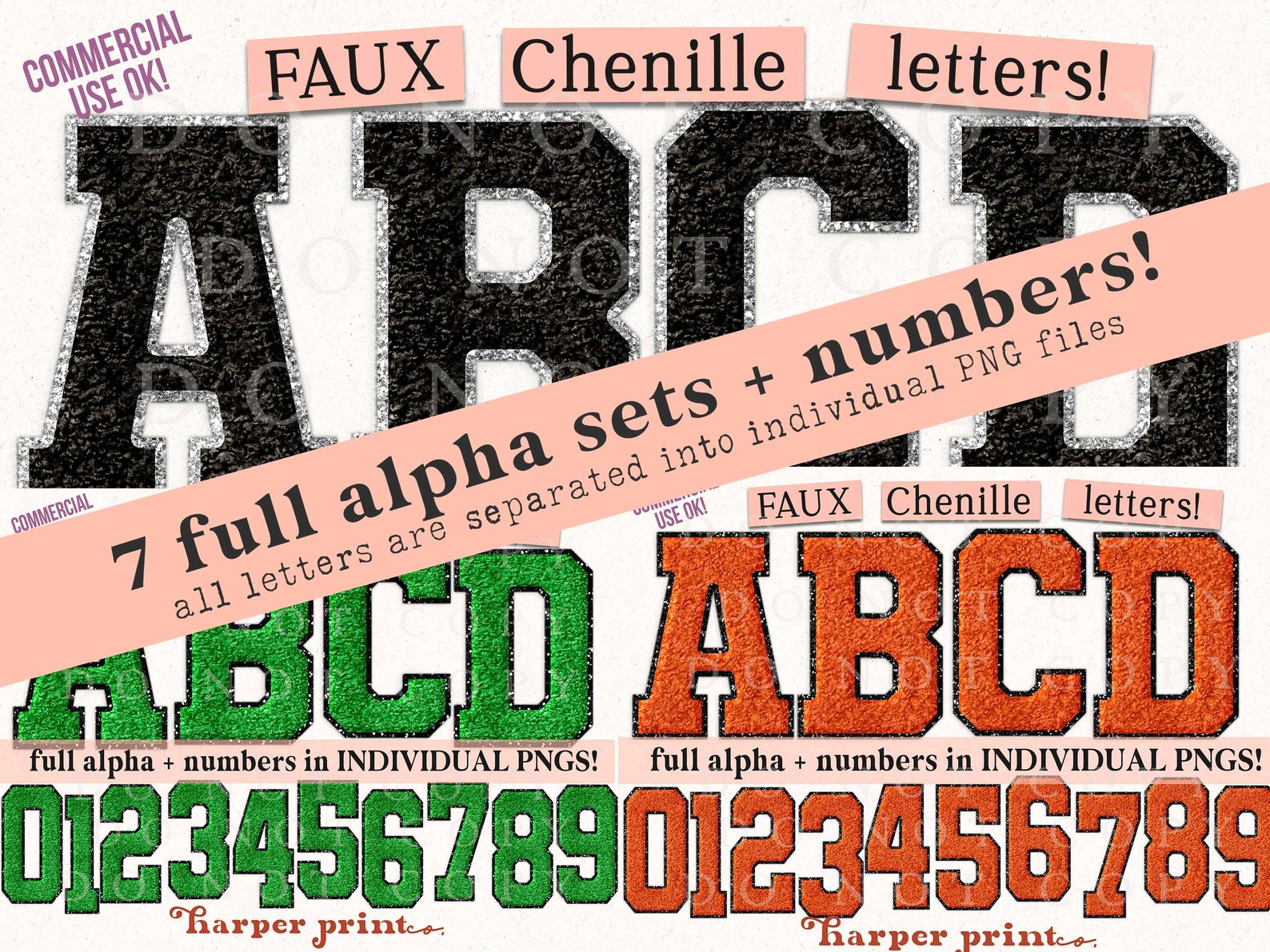 Faux Chenille Alphabet PNG Varsity Letters, Halloween Clipart & Patches ...