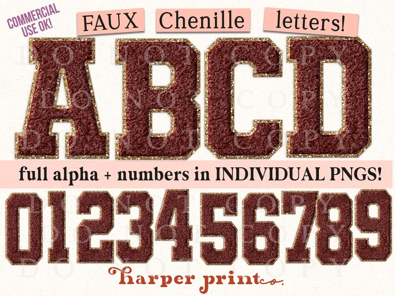 Maroon Alphabet PNG Letters Faux Chenille Burgundy Font Sports - Etsy