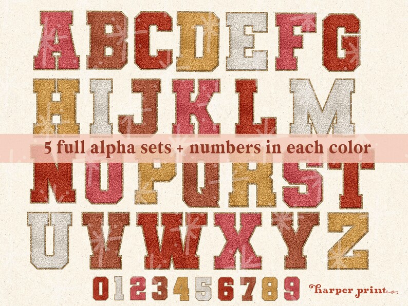 Varsity Letters Faux Chenille Alphabet PNG, Boho, Burnt Orange, Patches ...