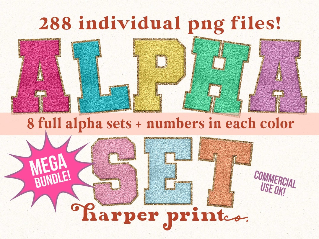 Faux Chenille Alphabet PNG Varsity Letters, Sublimation Designs ...