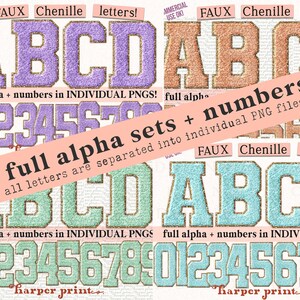 Pastel Faux Chenille Alphabet PNG Varsity Letters, Sublimation Designs ...
