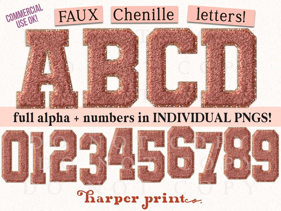 Faux Chenille Alphabet PNG Varsity Letters, Sublimation Designs ...