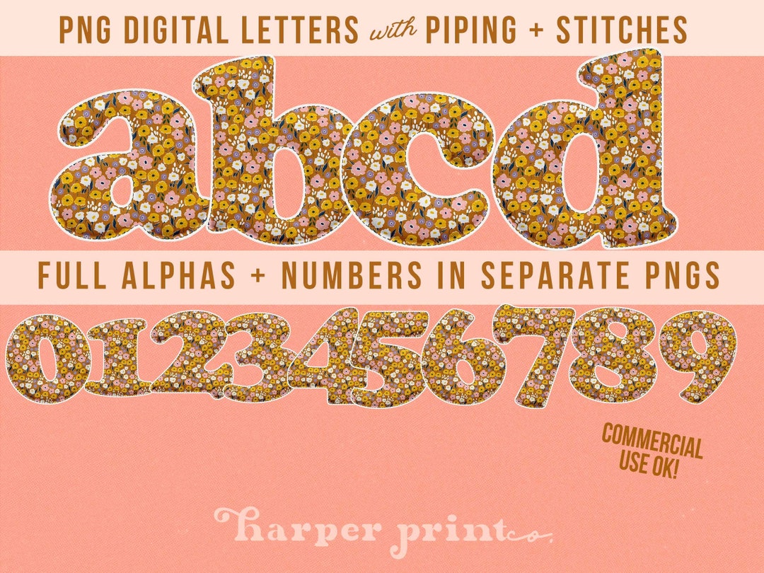 Boho Flower Alphabet Letters PNG Bundle Alphabet Brown Floral - Etsy