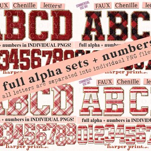 Christmas Faux Chenille Letters PNG, Buffalo Plaid Letters, Sublimation ...