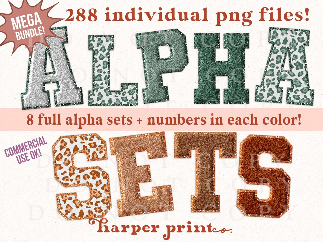 Faux Chenille Alphabet PNG Varsity Letters, Sublimation Designs ...