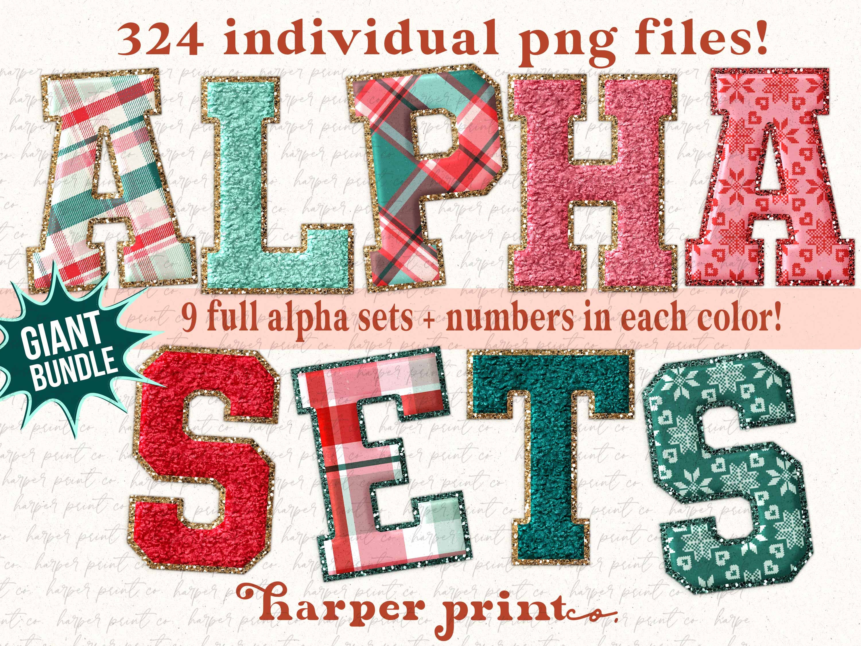 Christmas Faux Chenille Letters PNG, Varsity Patches, Sublimation ...