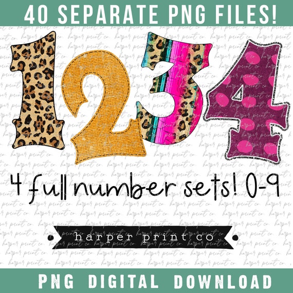 Number Clipart Digital Download Leopard Print Sublimation | Etsy