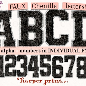 Black and Silver Faux Chenille Alphabet PNG Varsity Letters ...