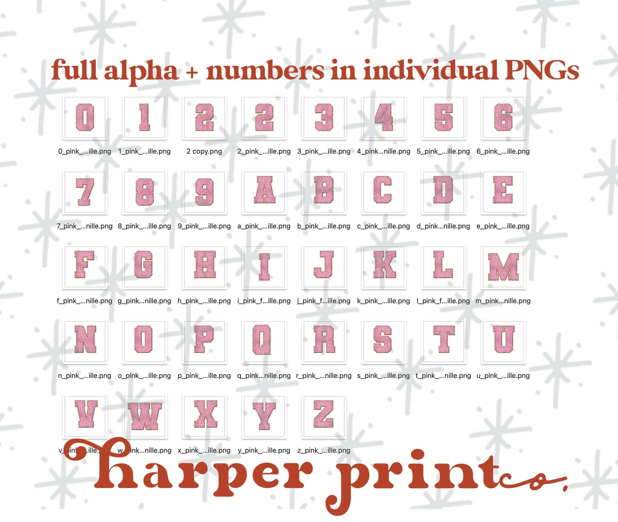 Pink Varsity Letters Faux Chenille Alphabet PNG Patches - Etsy