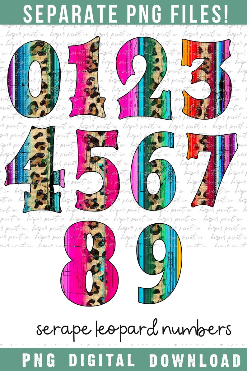 Number Clipart Digital Download Leopard Print Sublimation | Etsy