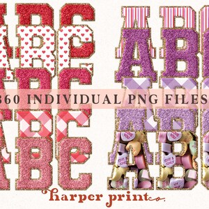 Valentines Faux Chenille Alphabet PNG Varsity Letters, Valentine ...