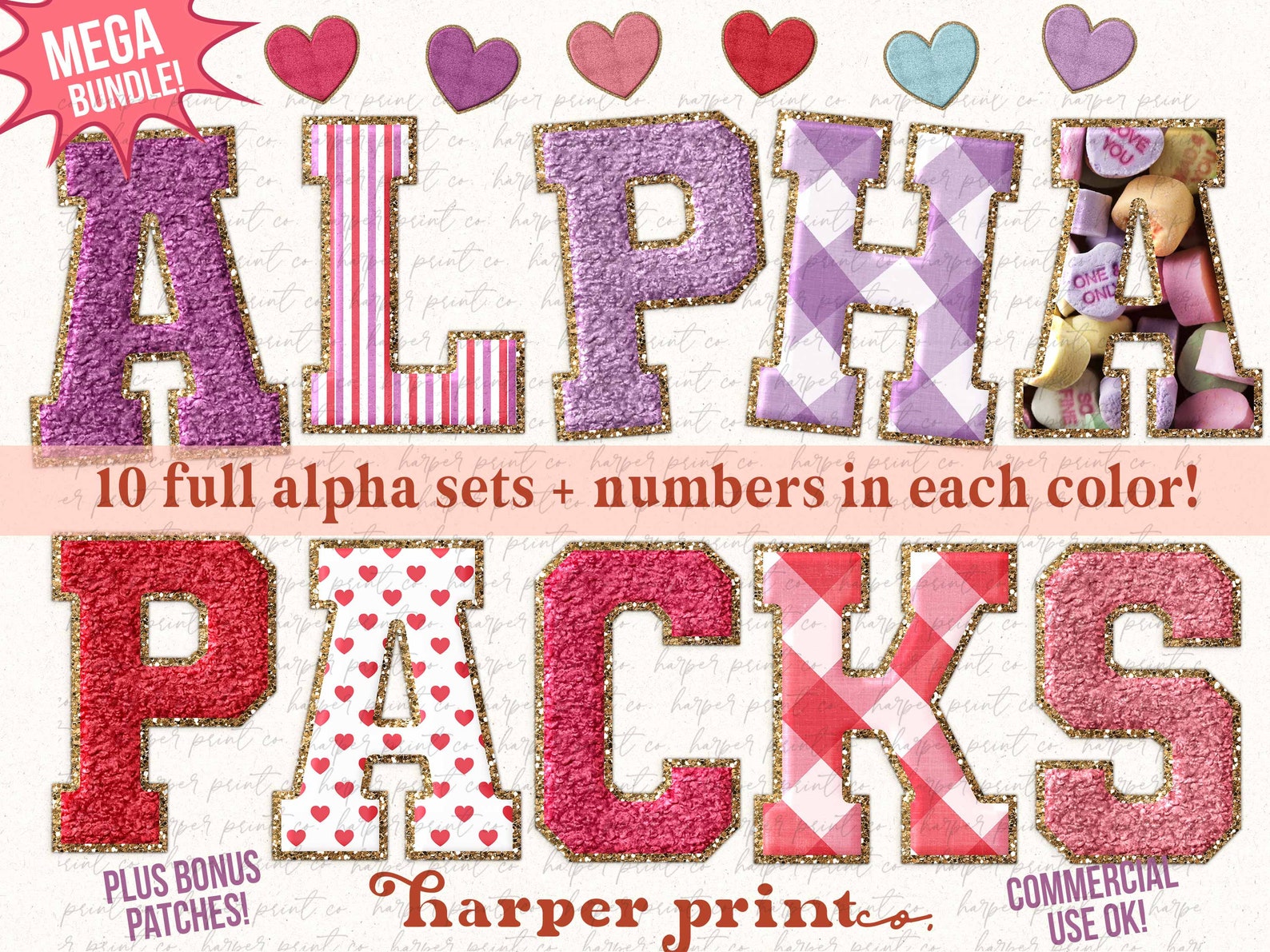 Valentines Faux Chenille Alphabet PNG Varsity Letters, Valentine ...