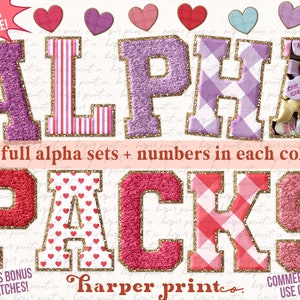 Valentines Faux Chenille Alphabet PNG Varsity Letters, Valentine ...