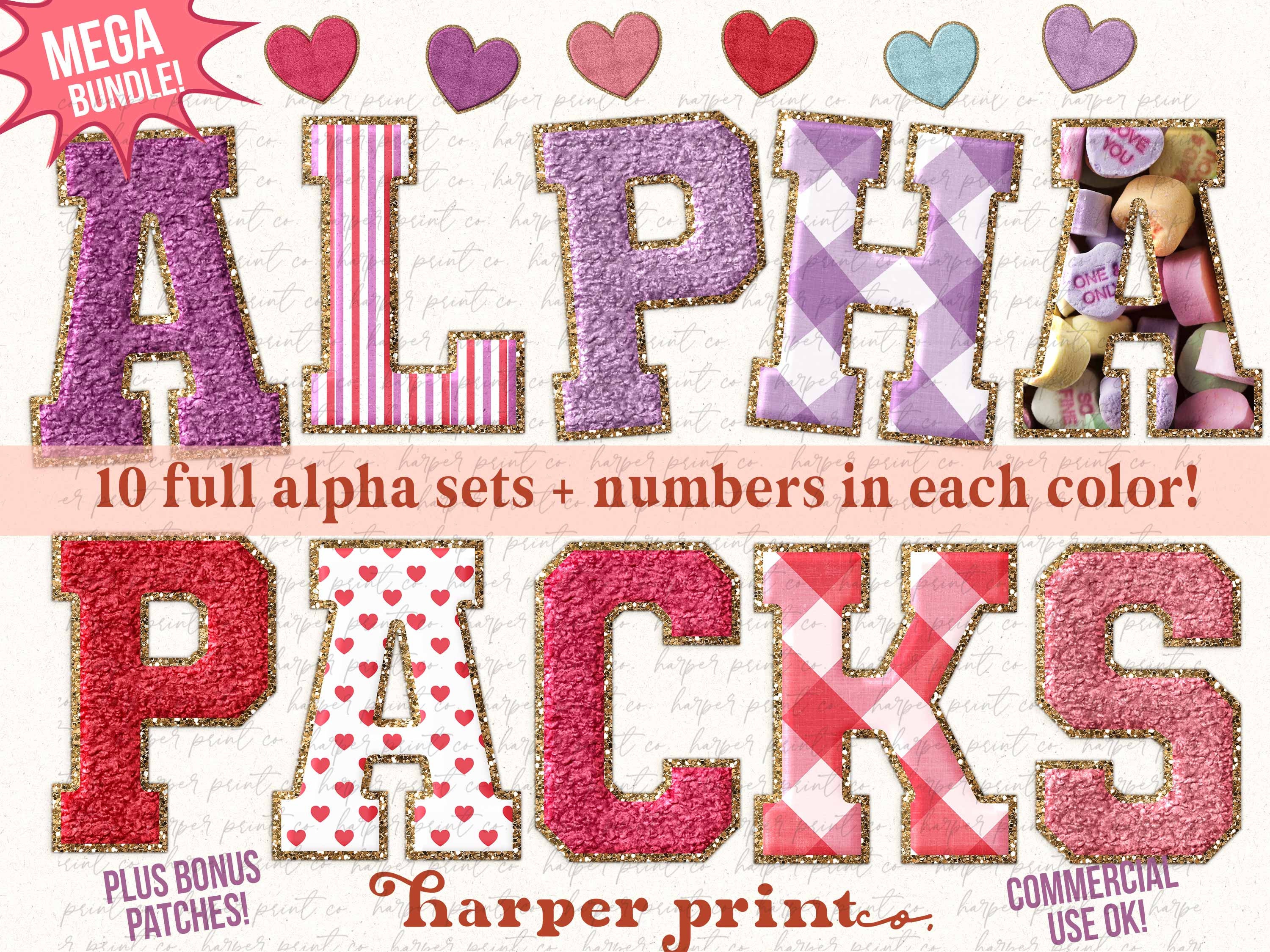 Valentines Faux Chenille Alphabet PNG Varsity Letters, Valentine ...