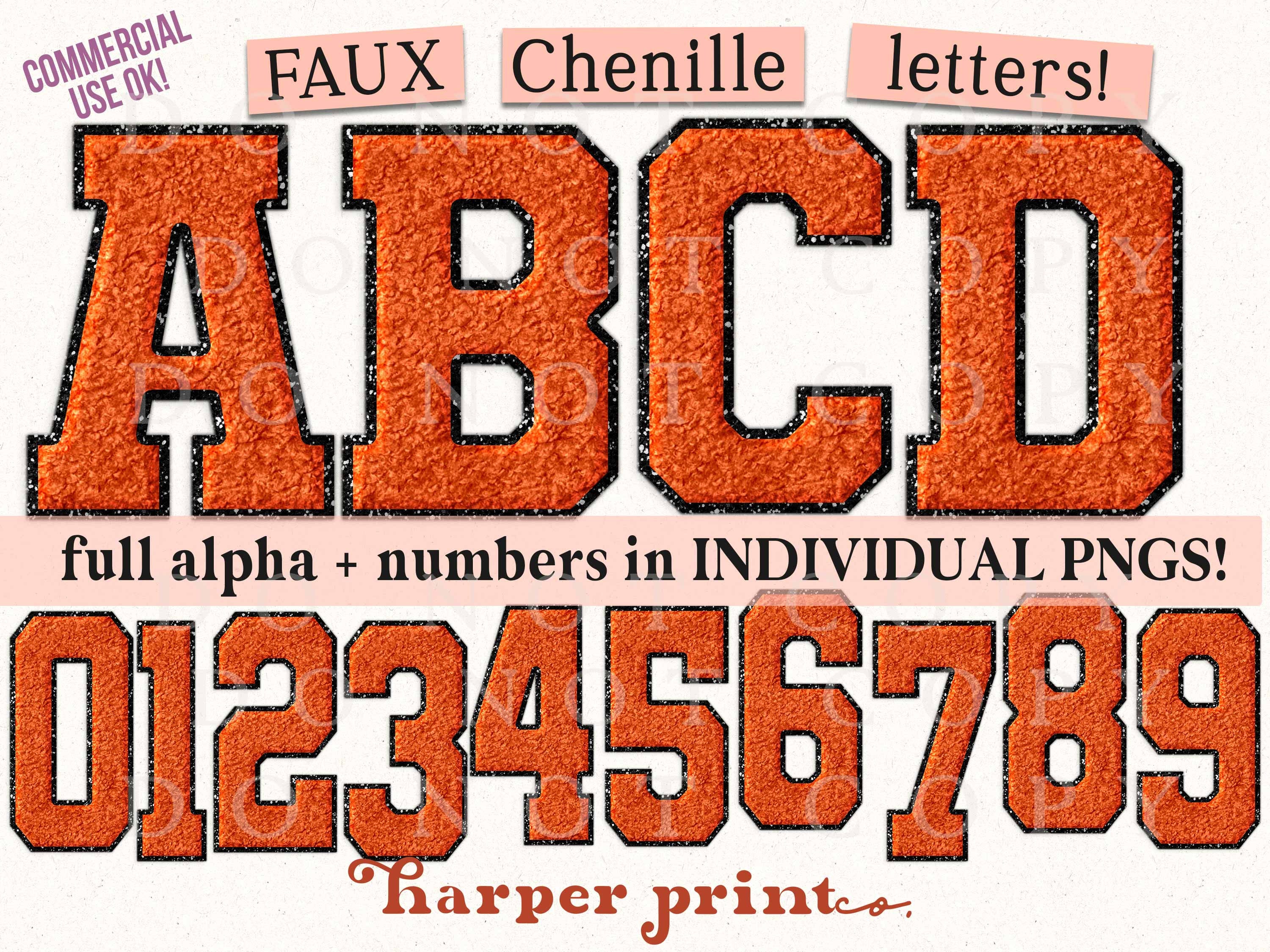 Orange and Black Faux Chenille Alphabet PNG Varsity Letters - Etsy
