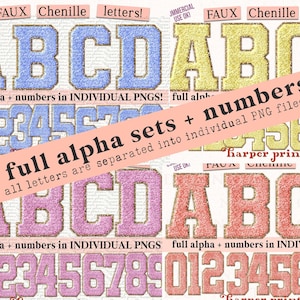 Pastel Faux Chenille Alphabet PNG Varsity Letters, Sublimation Designs ...