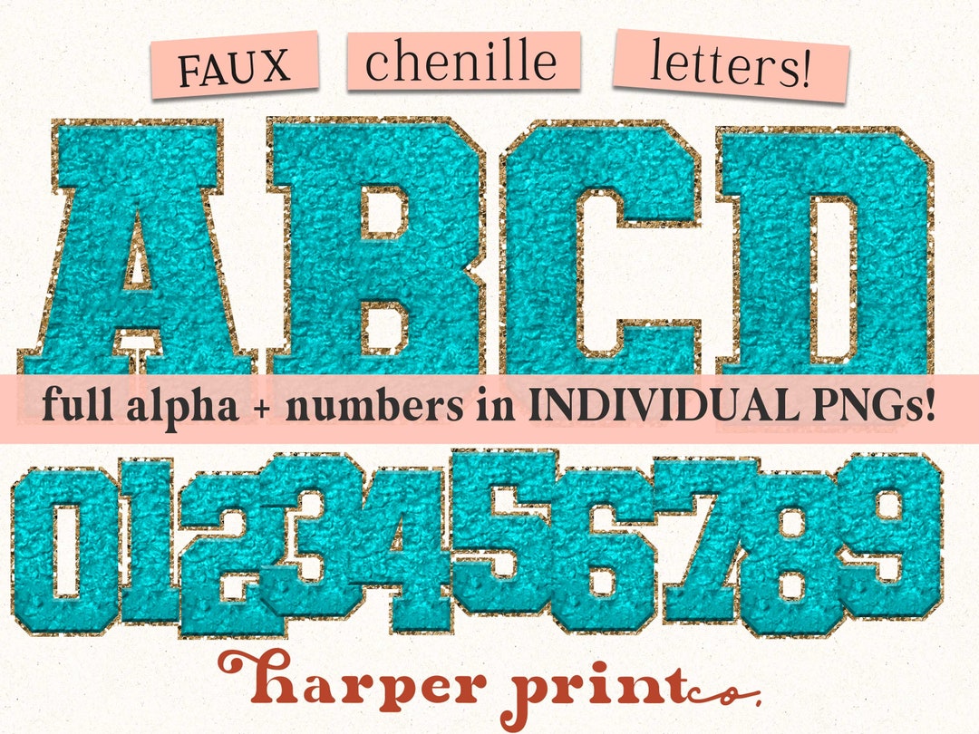 Faux Chenille Letters PNG, Varsity Patches, Sublimation Designs ...