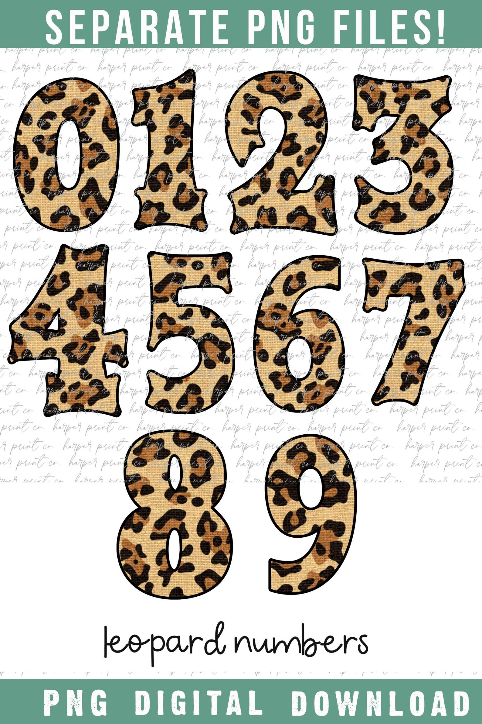 Number Clipart Digital Download Leopard Print Sublimation - Etsy