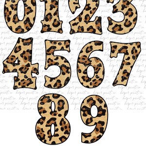 Number Clipart, Digital Download, Leopard Print, Sublimation Designs ...