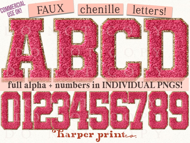 Valentines Faux Chenille Alphabet PNG Varsity Letters - Etsy