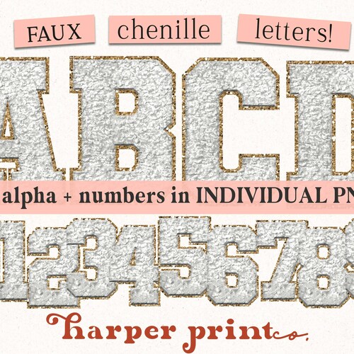 Faux Chenille Alphabet PNG Varsity Letters Sublimation - Etsy