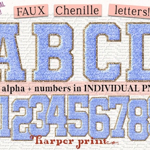 Pastel Faux Chenille Alphabet PNG Varsity Letters, Sublimation Designs ...