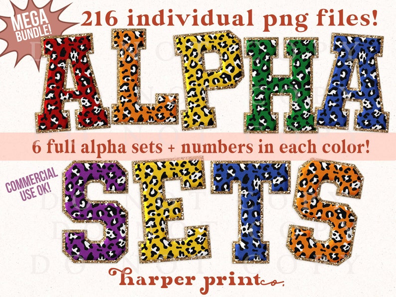 Leopard Alphabet PNG Varsity Letters, Sublimation Designs Downloads ...