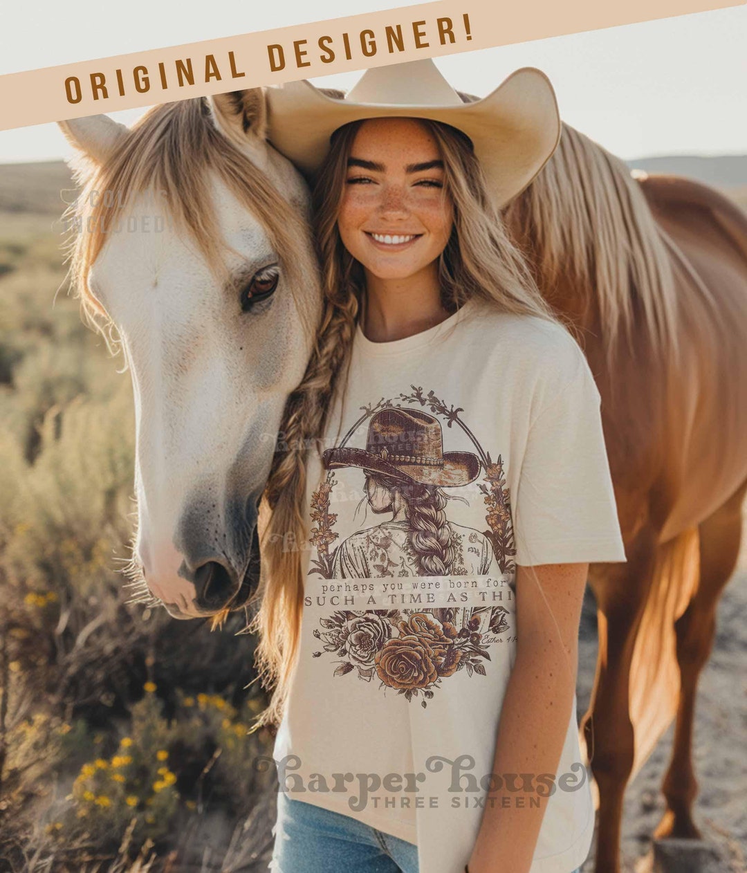 Esther PNG ORIGINAL DESIGNER Christian Tshirt Designs Western Cowgirl ...