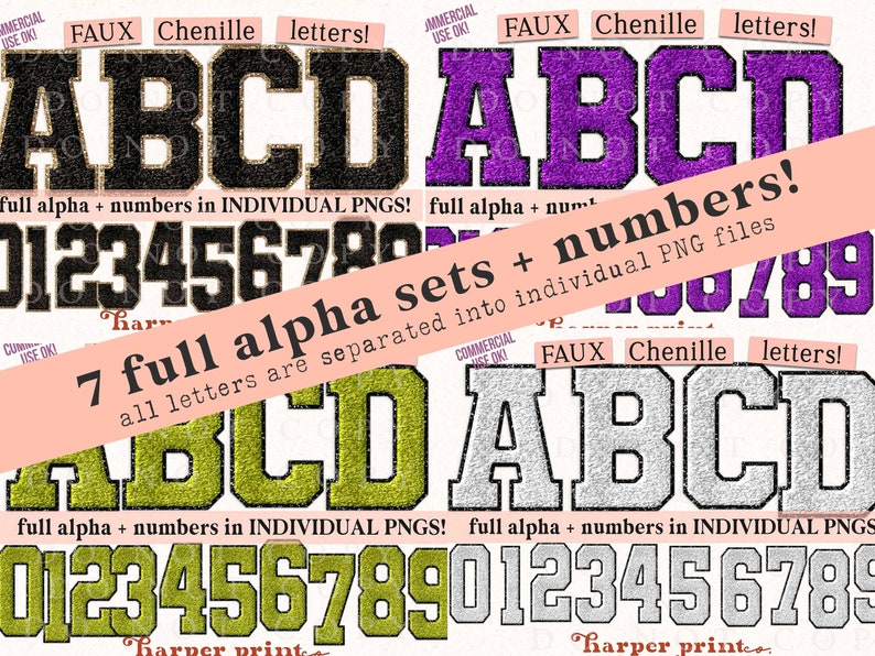 Faux Chenille Alphabet PNG Varsity Letters, Halloween Clipart & Patches ...