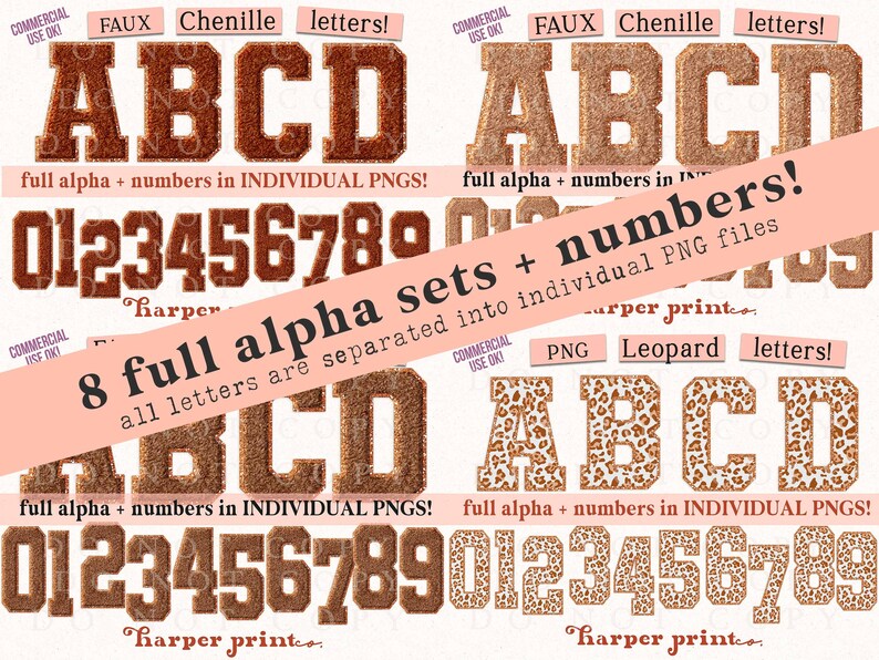 Faux Chenille Alphabet PNG Varsity Letters, Sublimation Designs ...