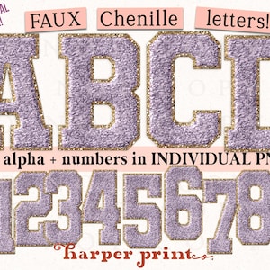 Light Purple Faux Chenille Alphabet PNG Varsity Letters, Sublimation ...