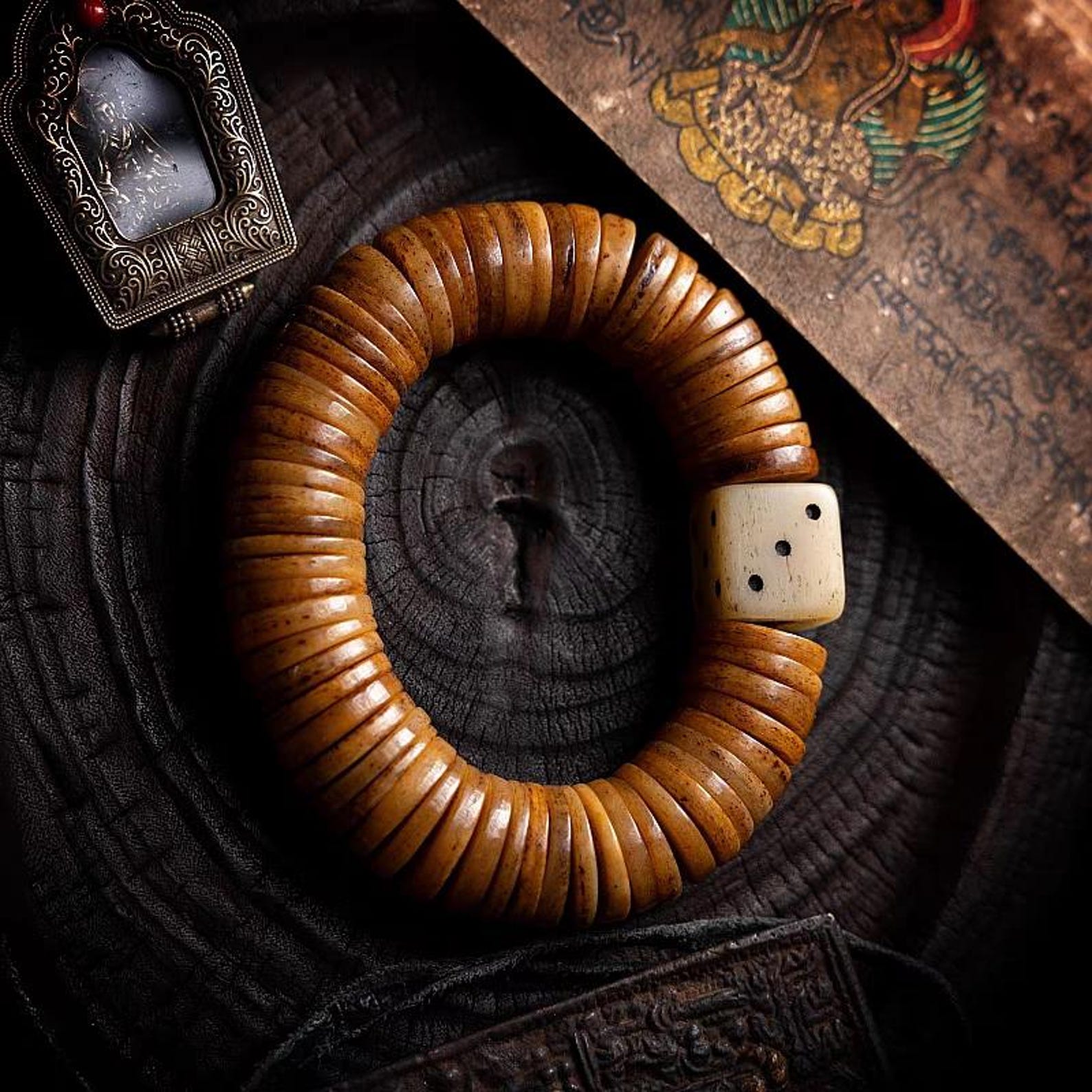 Ancient Craftsmanship- Tibetan Old Yak Bone Mala With Dice - Etsy