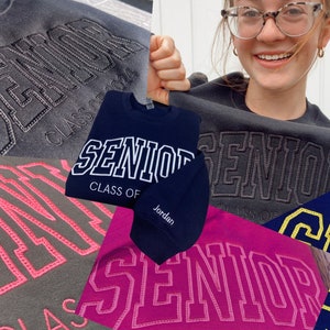 Embroidered Senior Sweatshirt, Customized Grad Gift, Midweight Crewneck ...