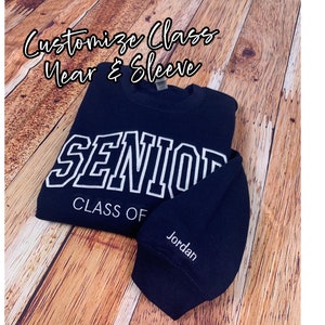 Embroidered Senior Sweatshirt, Customized Grad Gift, Midweight Crewneck ...