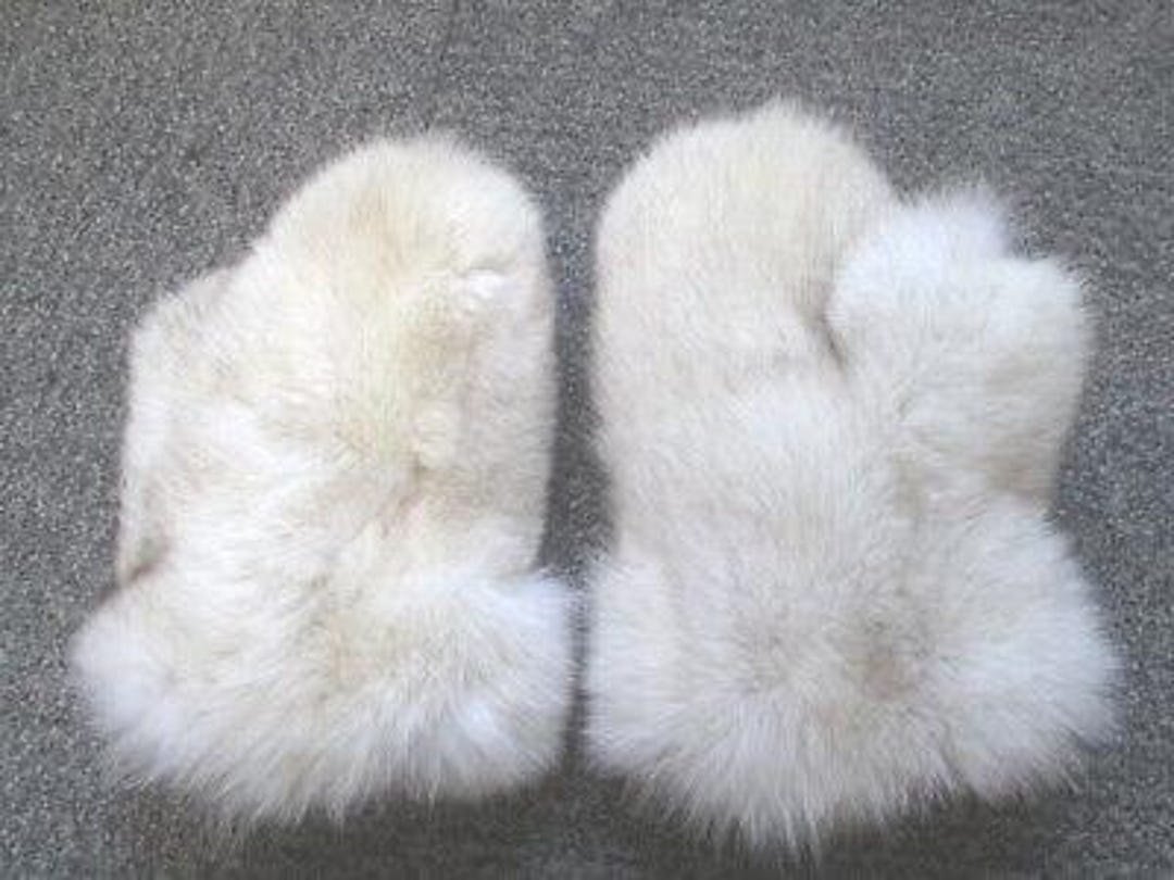 Unisex New Norwegian Blue Fox Fur Mittens Mitten Men Women - Etsy