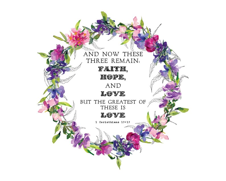 Faith Hope Love Bible Verse Printable Wall Art - Etsy