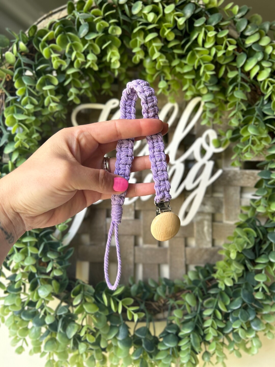Lavender Macrame Boho Pacifier Clip, Binky Holder, Baby Shower Gift - Etsy