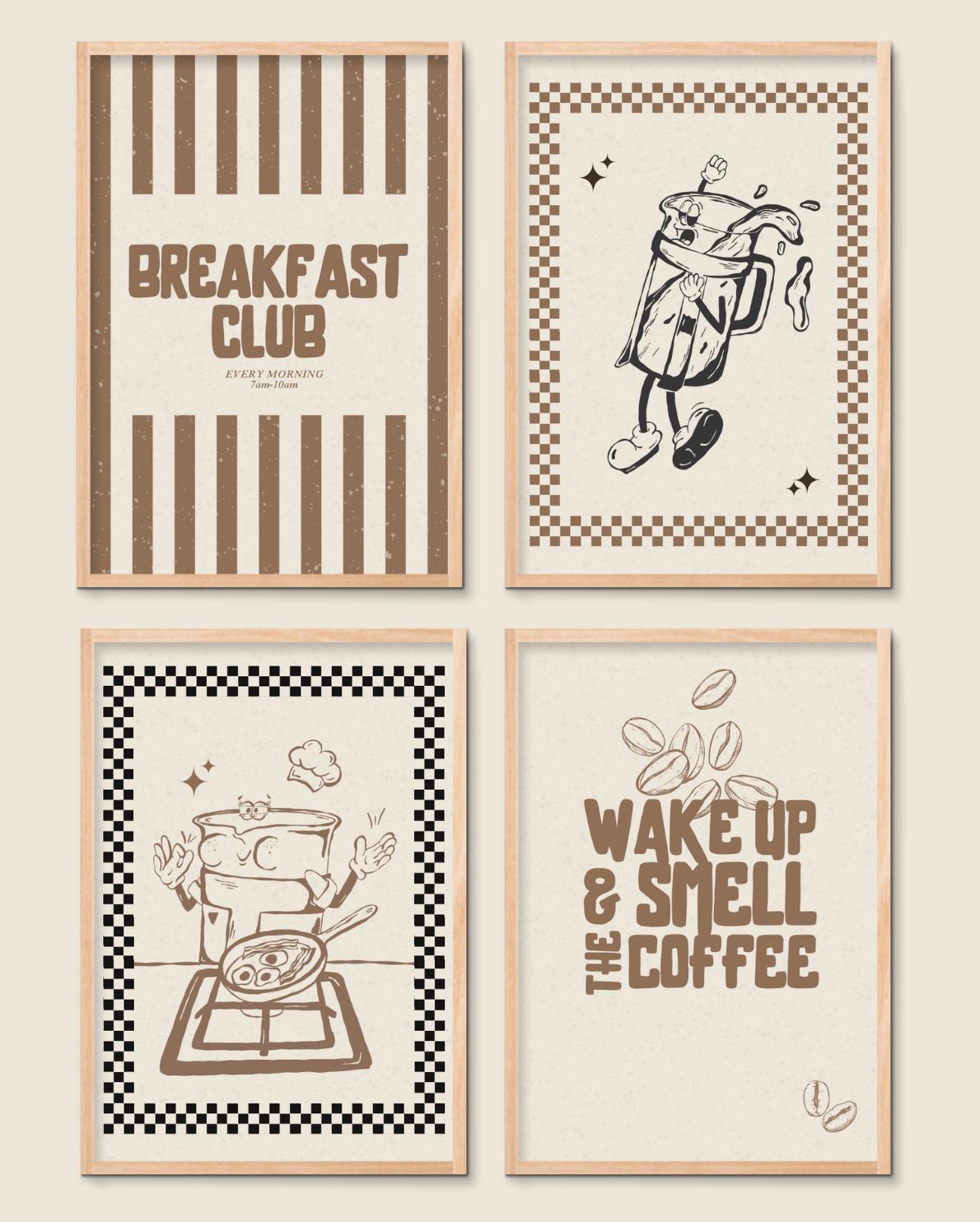 Retro Coffee Character, Downloadable Poster, Retro Wall Art, Green ...