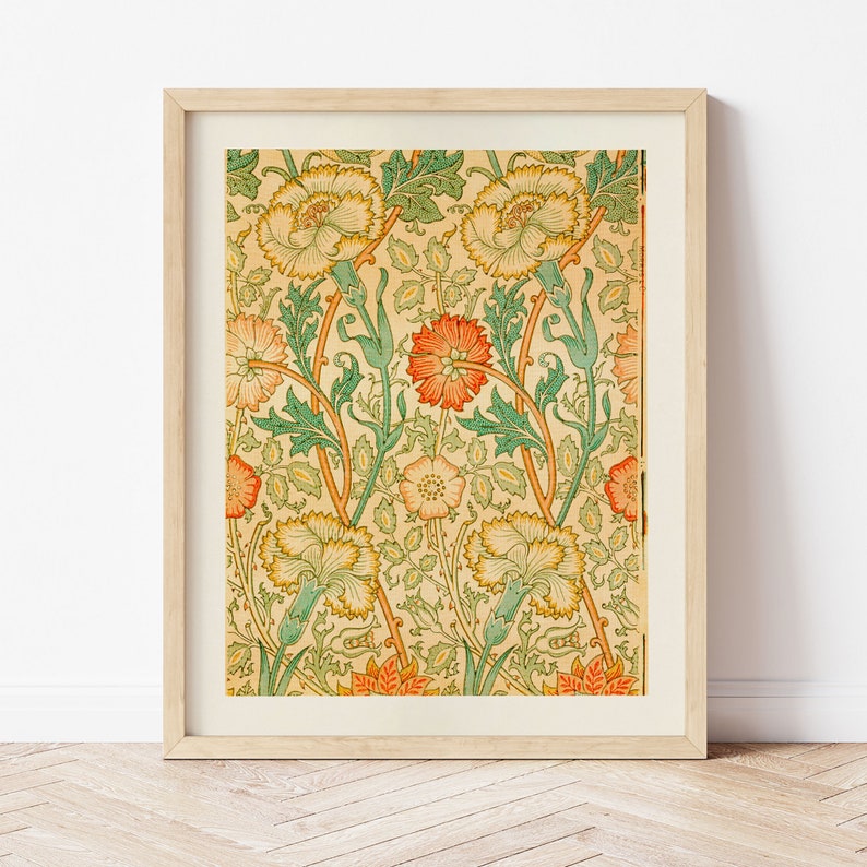 Pink and Rose Vintage Illustration by William Morris 1834-1896 Famous ...