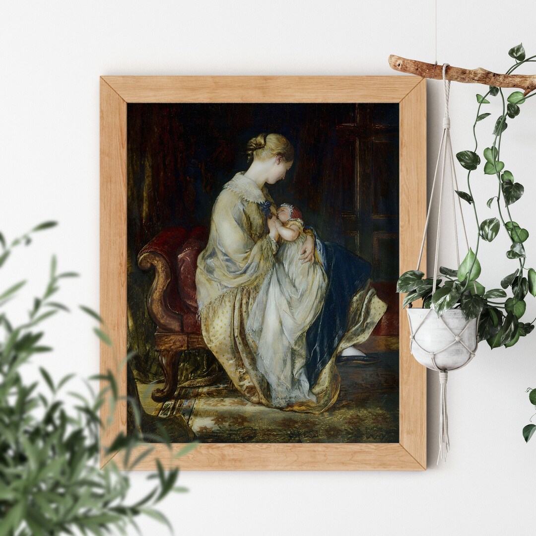 Young Mother by Charles Cope 1846 Famous Renaissance Painting Nursing ...
