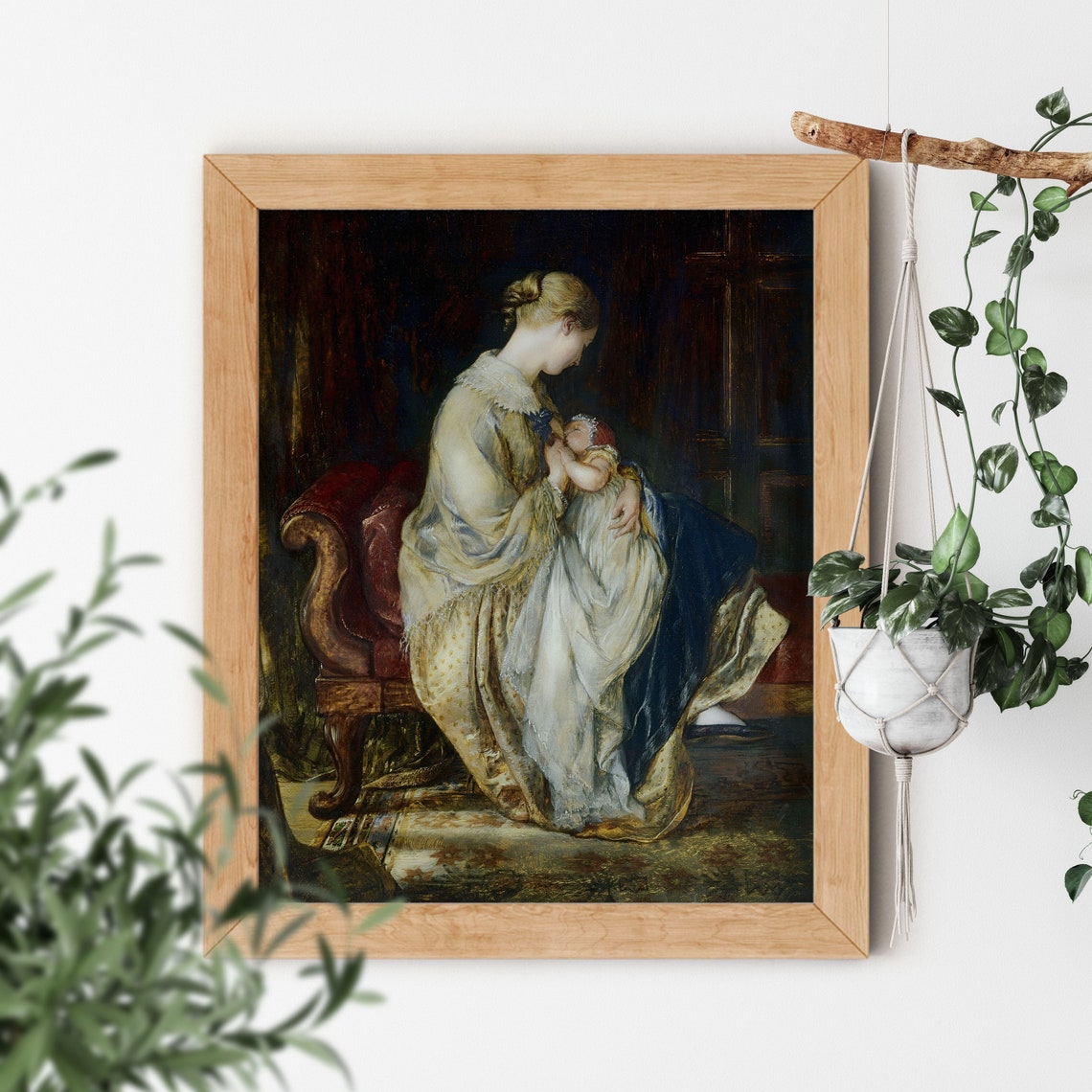 Young Mother by Charles Cope 1846 Famous Renaissance Painting Nursing ...