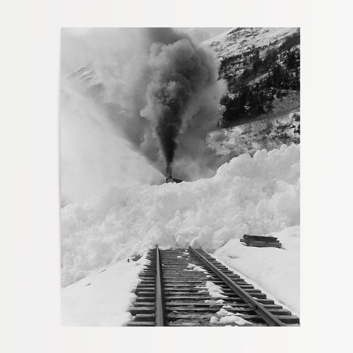 Avalanche of Snow Across Railroad Tracks by Frank George 1855-1924 ...