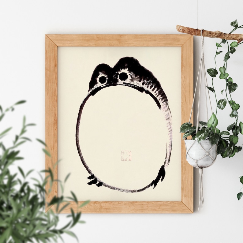 Funny Art Japanese Painting Silly Depressed Frog Art Animal - Etsy