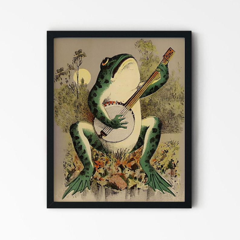 Frog Playing a Banjo by Larkin & Co 1881 Famous Old Advertisement ...
