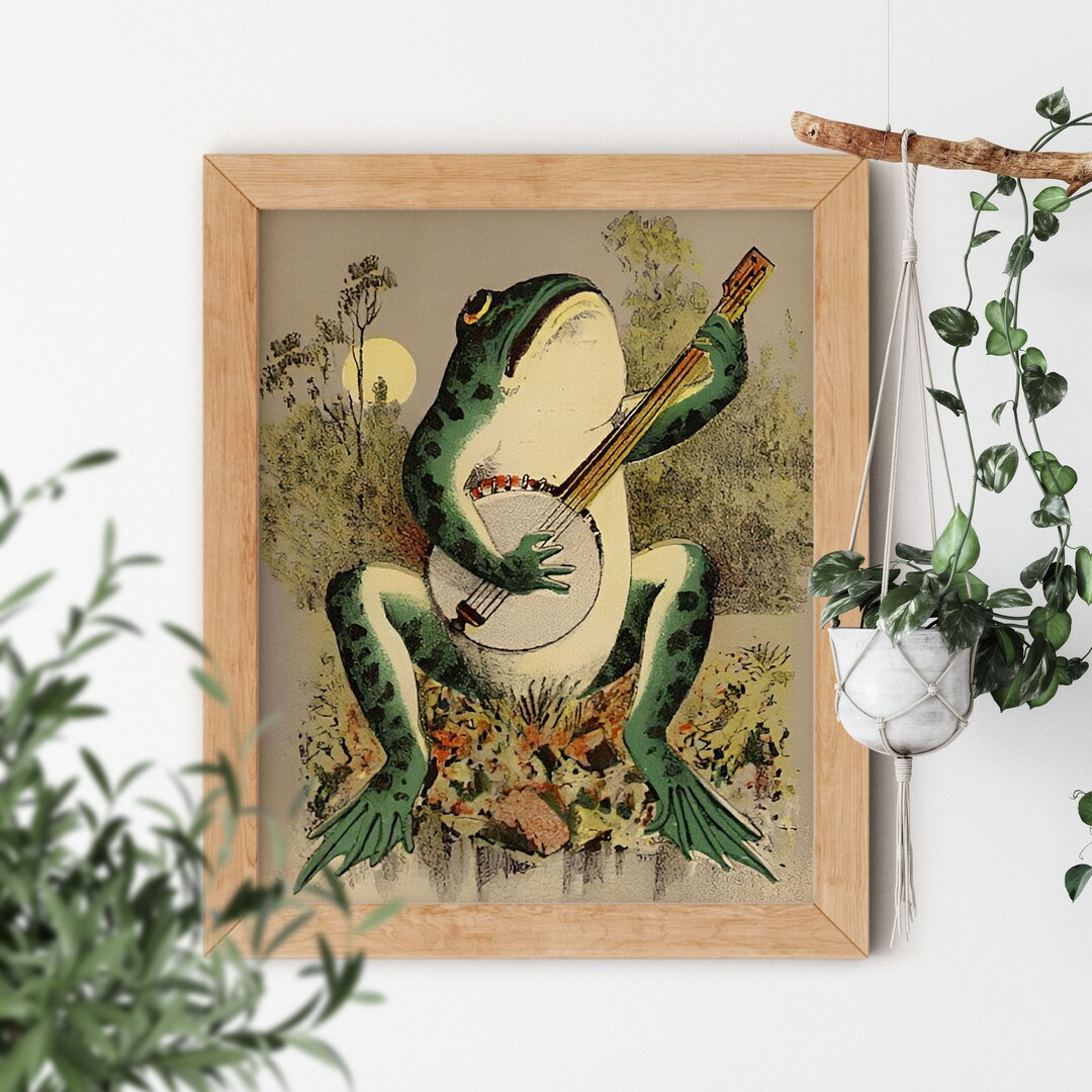 Frog Playing a Banjo by Larkin & Co 1881 Famous Old Advertisement ...