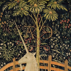 The Unicorn Rests in a Garden a French Tapestry 1495–1505 Fantasy Scene ...
